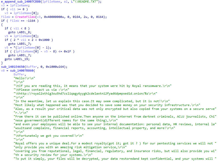 Royal Rumble: Analysis of Royal Ransomware