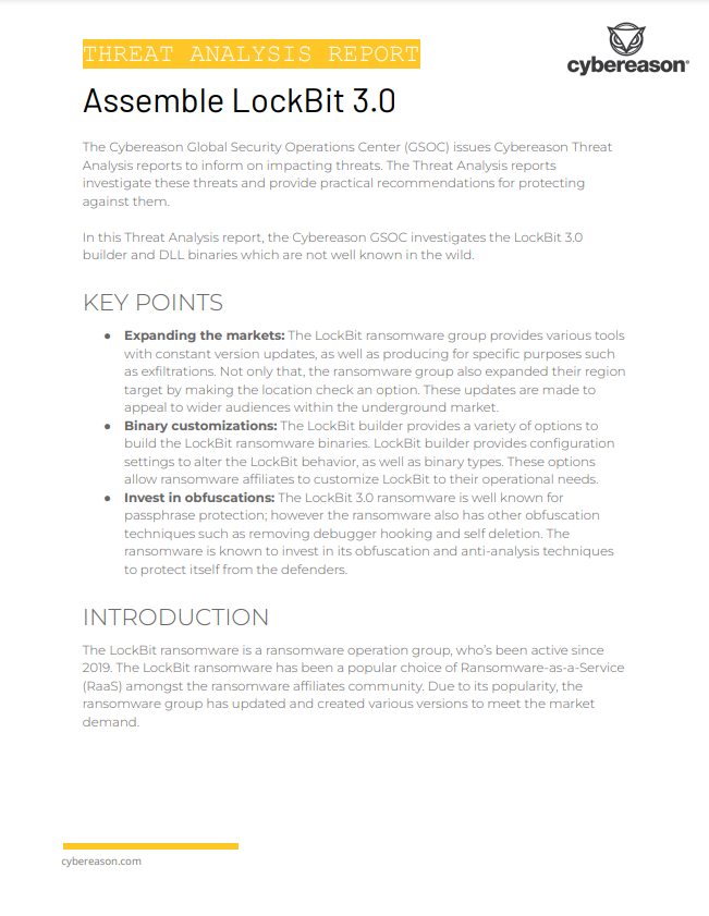THREAT ANALYSIS: Assemble LockBit 3.0