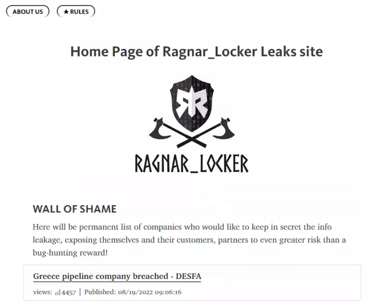 THREAT ANALYSIS REPORT: Ragnar Locker Ransomware Targeting the Energy Sector